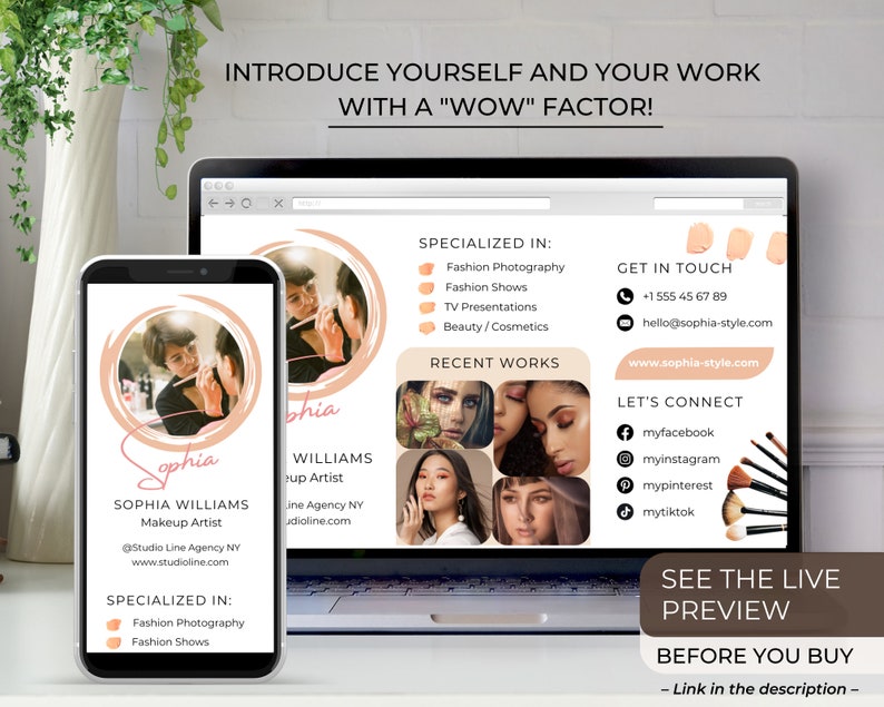Digital Business Card Website Template – Canva Editable One Page ...