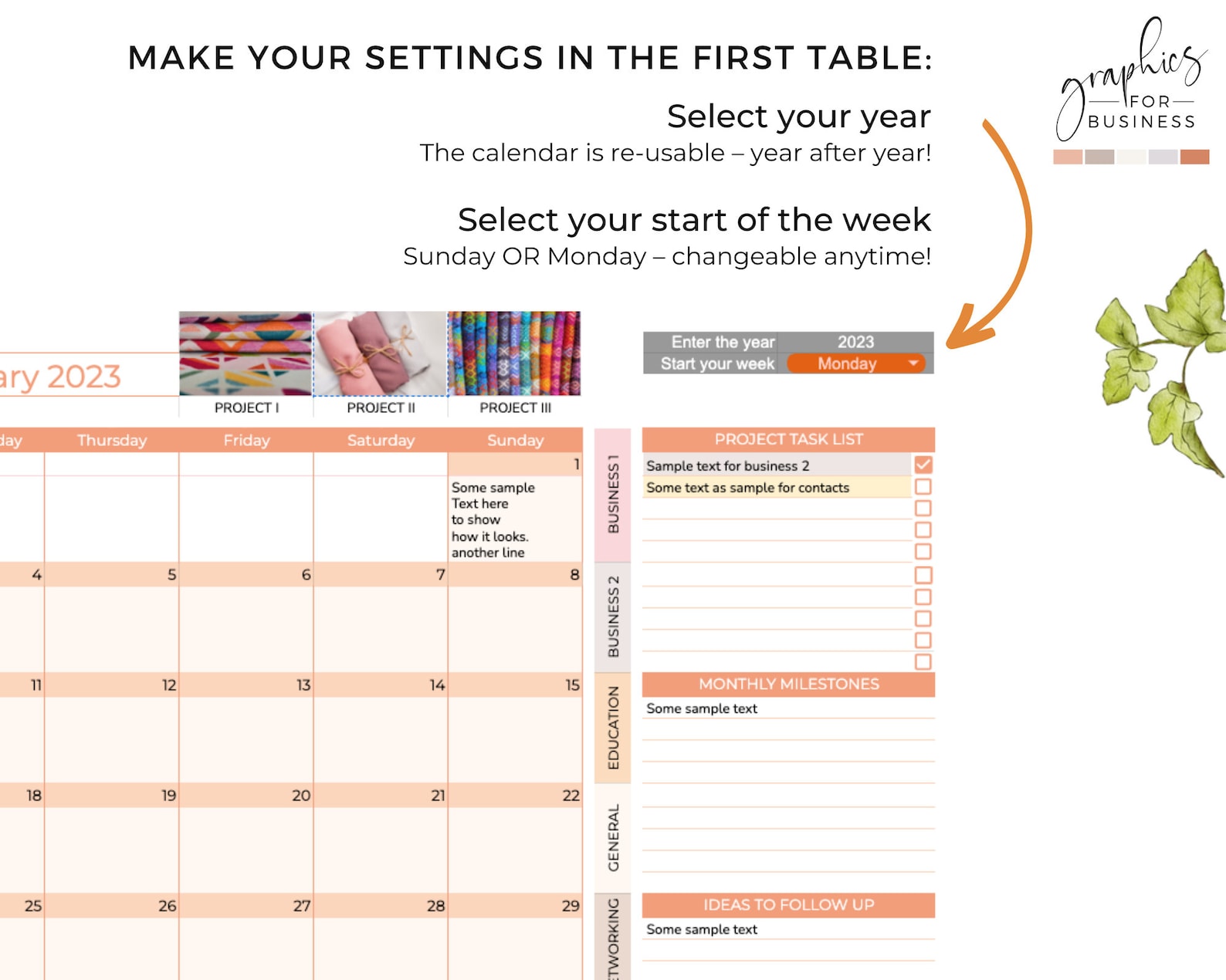 Digital Monthly Planner – Peach Monthly Calendar Template, Planner ...