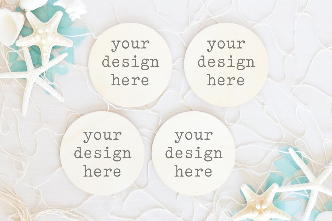 Blank Coasters Mockup | Round Coaster Mockup | Beach Coastal Mockup ...