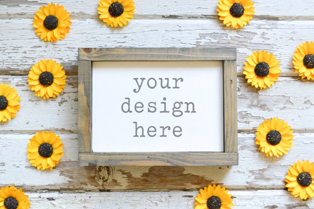Fall Wood Sign 5 X 7 Mockup | Autumn Wood Sign Mockup | Sunflowers ...