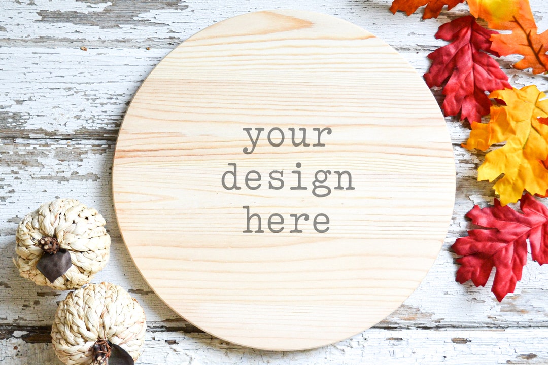 Wood Round Fall Sign Mockup | Wood Sign Autumn Mockup | Farmhouse ...