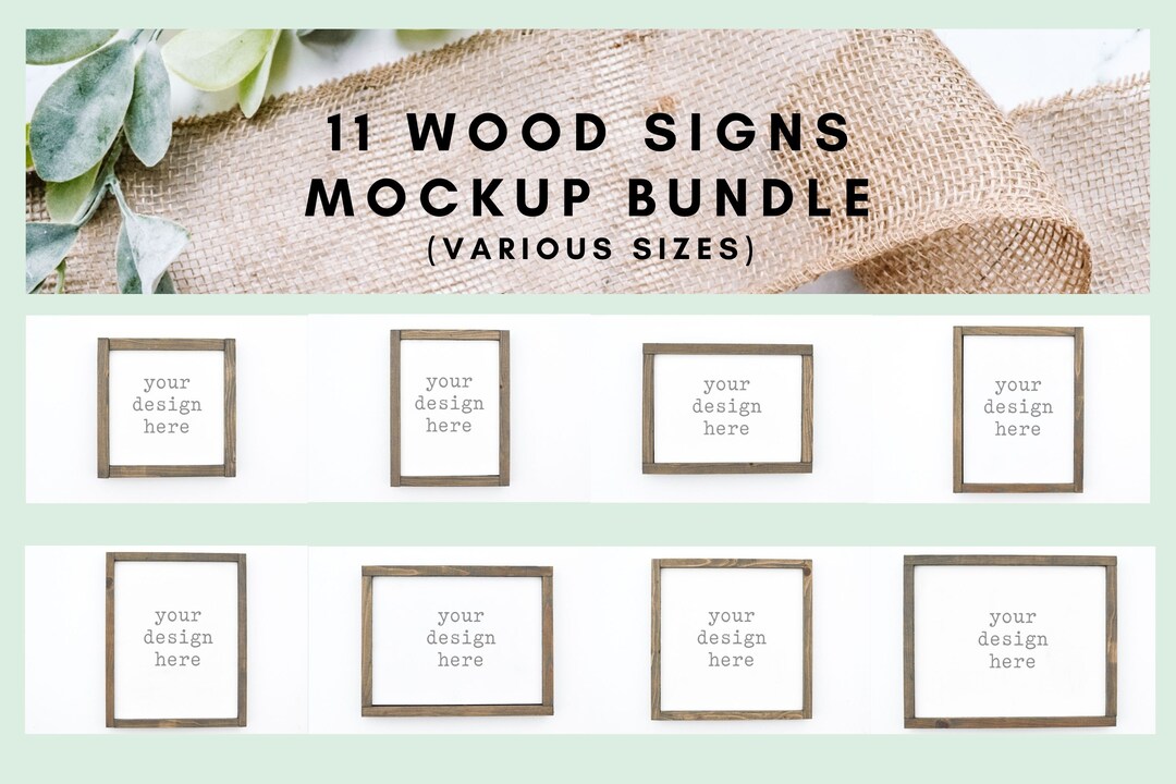 11 Wood Frame Signs Mockup Bundle | Various Sizes Frame Mockups (see ...