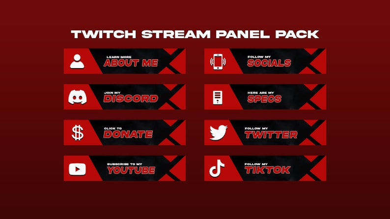 Red Twitch Panel Pack - Etsy