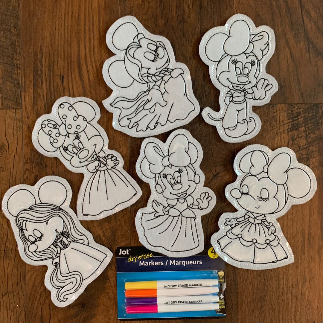 Machine Embroidered Reusable Coloring Doll Dry Erase Wip Clean * Minnie ...