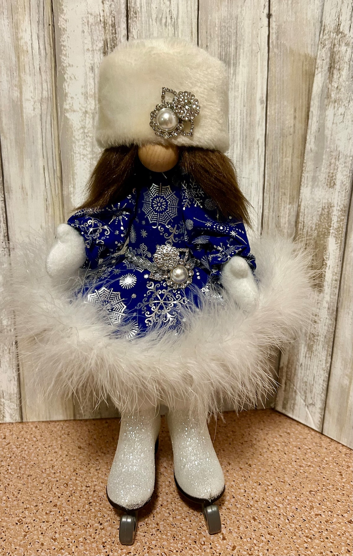 Royal Blue Ice Skating Gnome Elegant Home Decor Gift Skates Doll ...