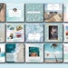 Beach Themed Instagram Canva Templates Social Media Editable Blue Beige ...