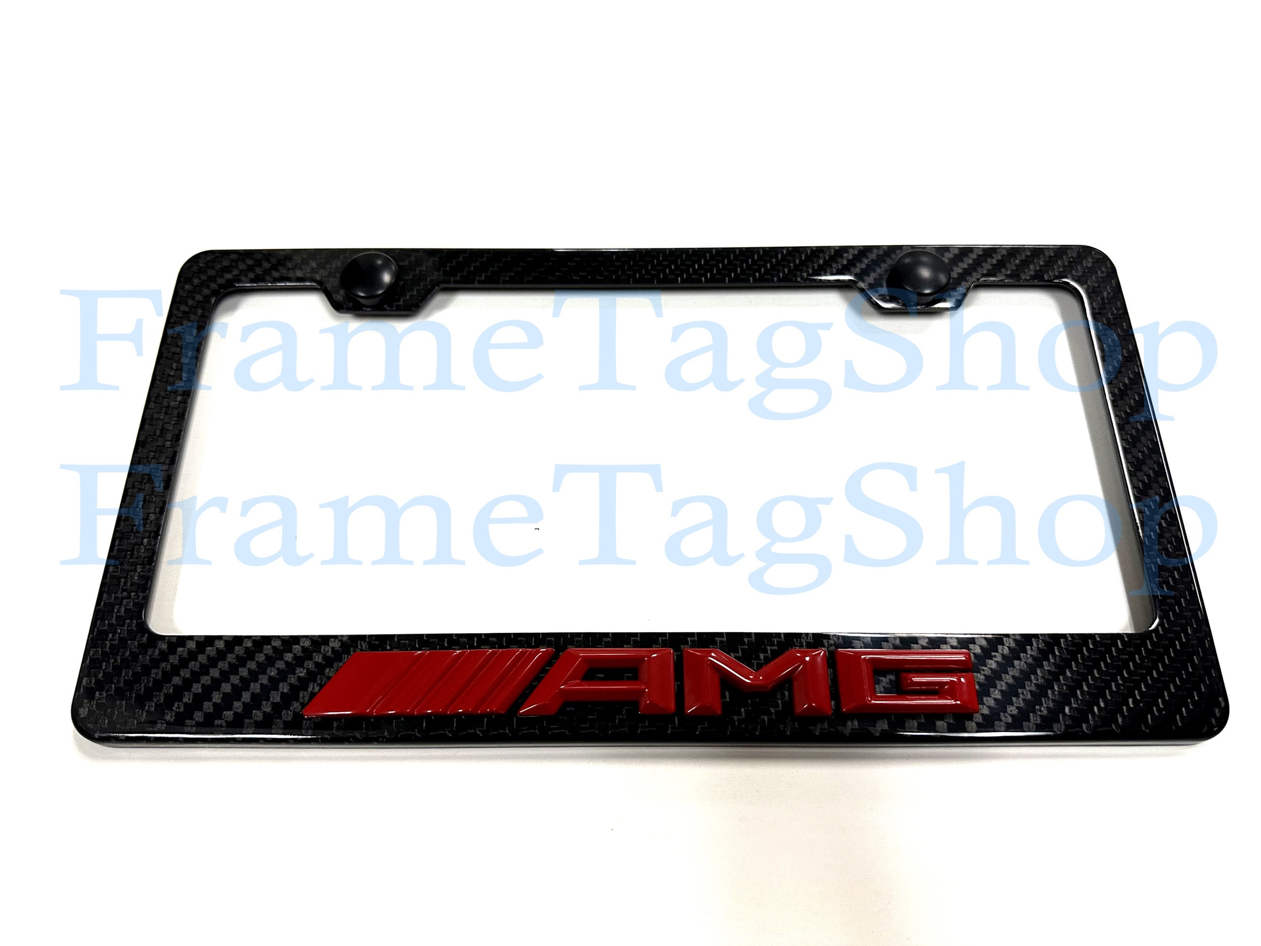 1x Red AMG 3D Emblem Badge Real 3K Twillweave Real Carbon Fiber License ...