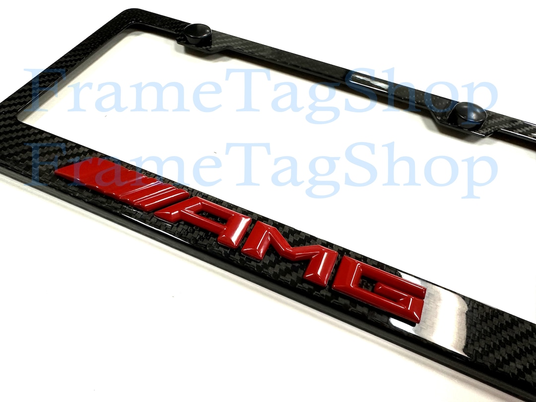 1x Red AMG 3D Emblem Badge Real 3K Twillweave Real Carbon Fiber License ...
