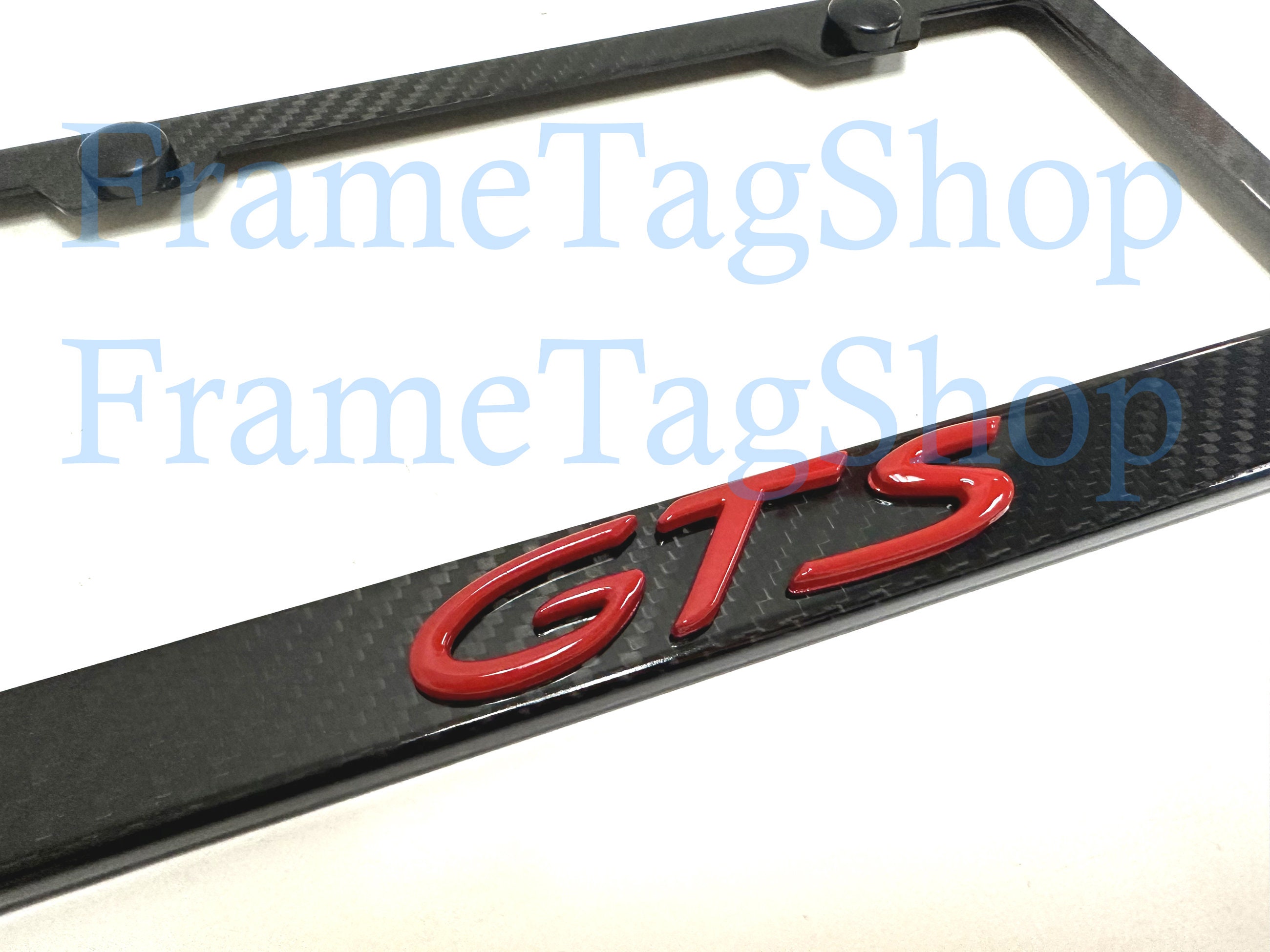 1x Red GTS 3D Emblem Badge Real 3K Twillweave Real Carbon Fiber License ...