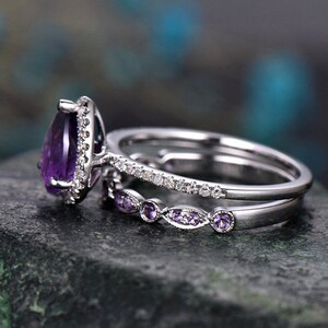 2 PCS Purple Stone Rings Purple Stone Stackable Rings - Etsy