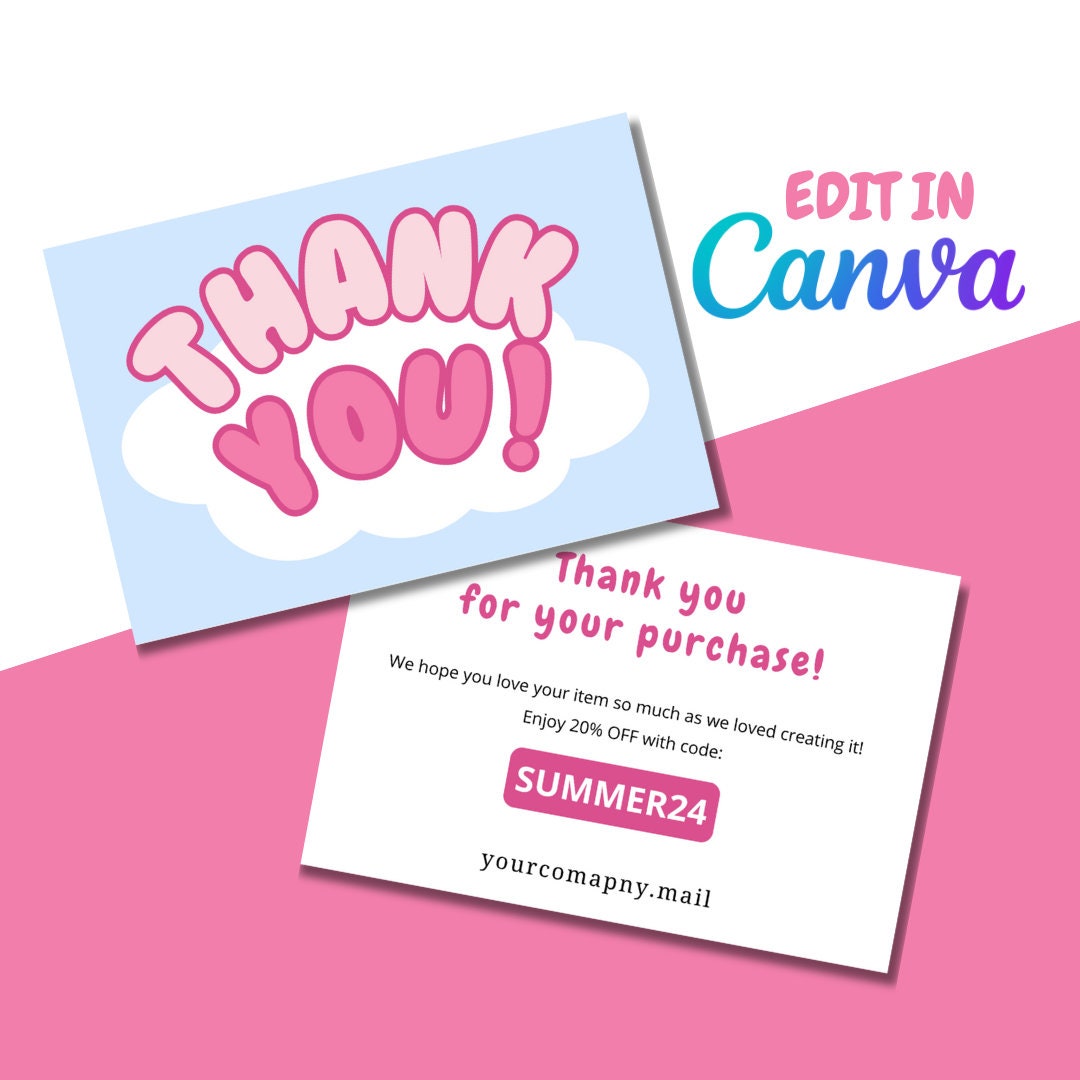 Thank You Card for Small Business Sale Sales Editable Card Printable ...