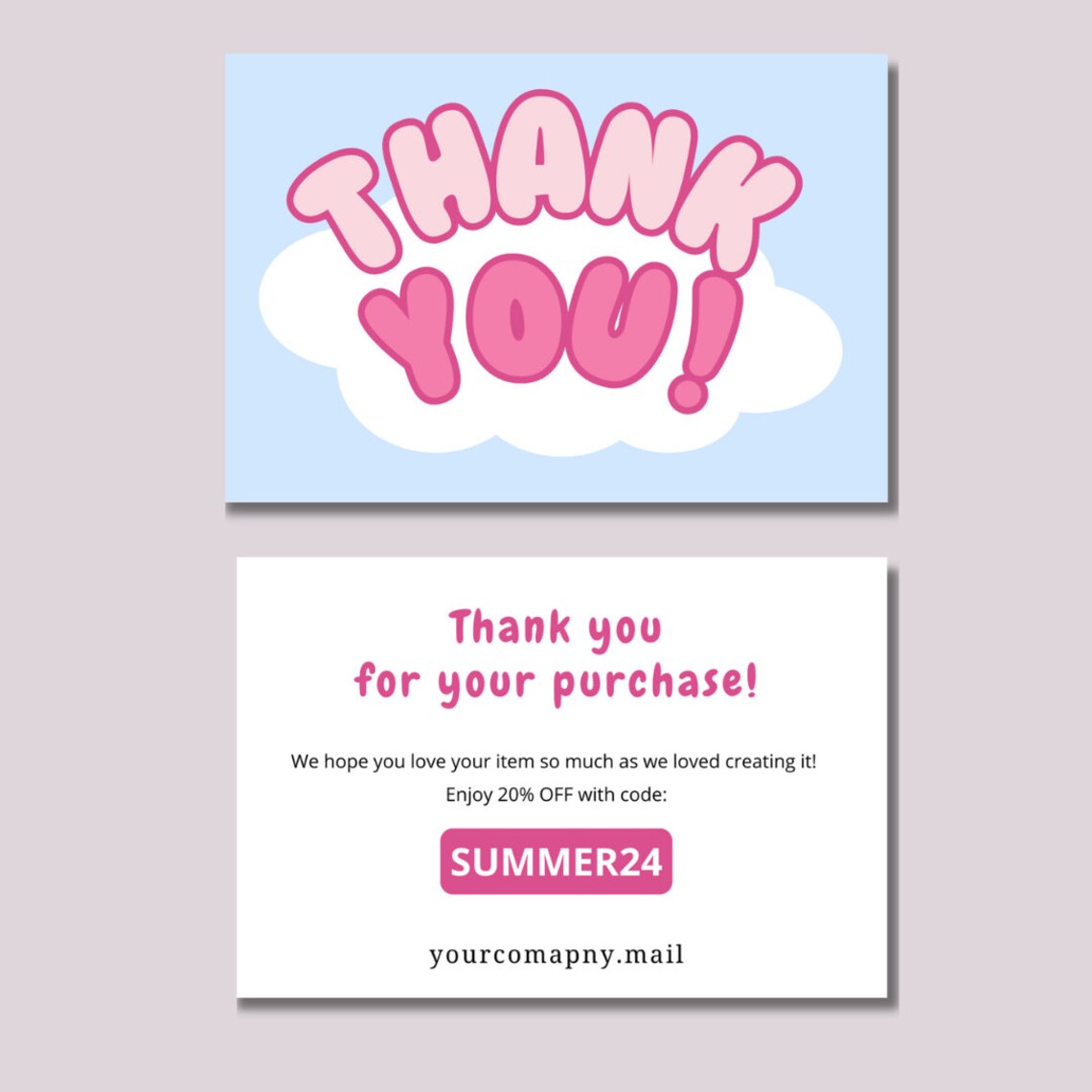 Thank You Card for Small Business Sale Sales Editable Card Printable ...