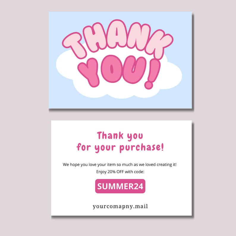 Thank You Card for Small Business Sale Sales Editable Card Printable ...