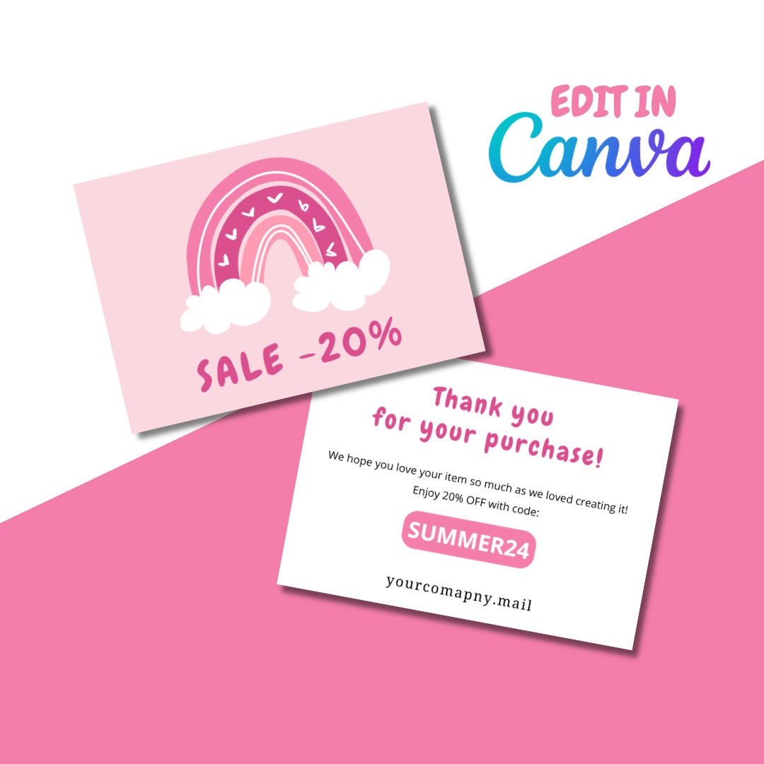 Thank You Card for Small Business Sale Sales Editable Card Printable ...