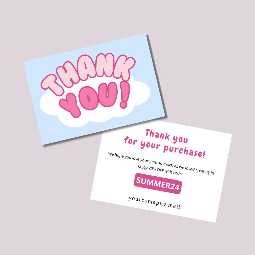 Thank You Card for Small Business Sale Sales Editable Card Printable ...