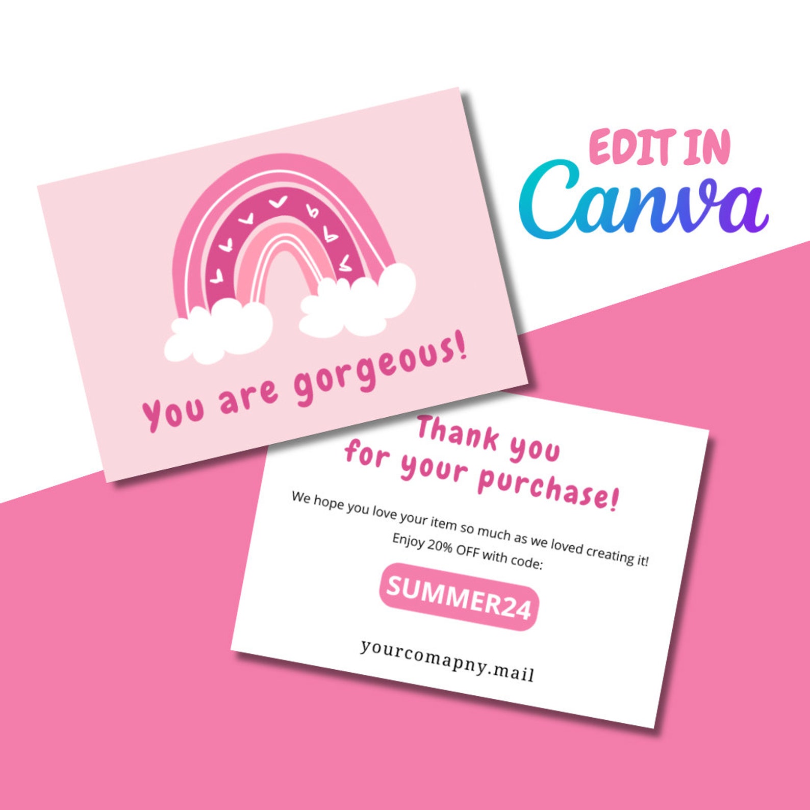 Thank You Card for Small Business Sale Sales Editable Card Printable ...