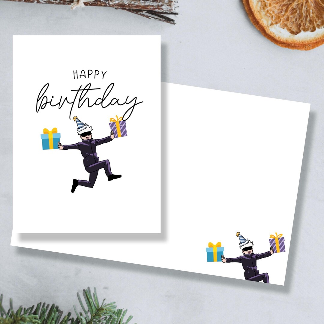 Anime Gojo Birthday Card, Greeting Card for Jujitsu Kaisen Fans, Cute ...