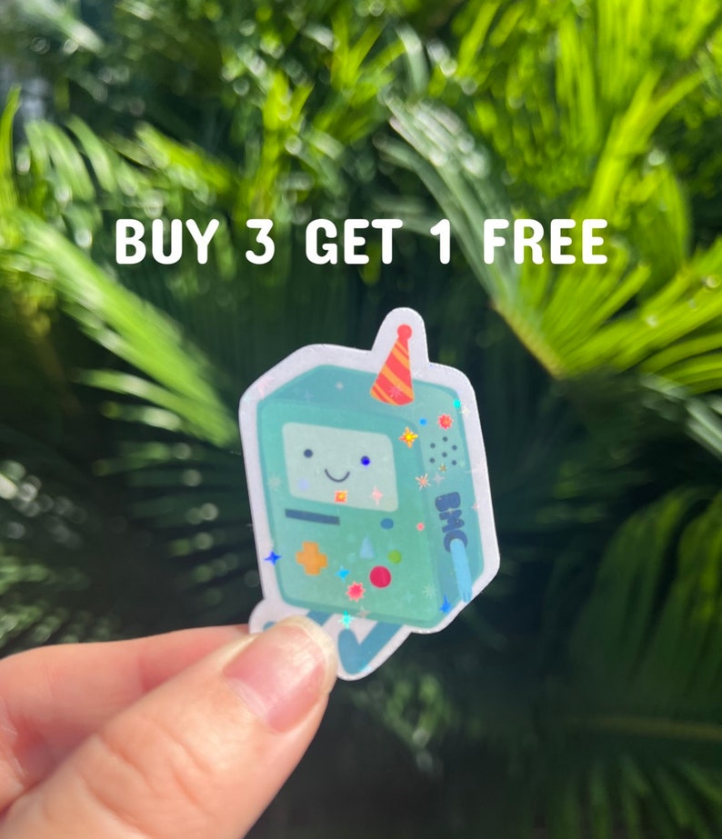 Mini Party B mo Holographic Sticker, Cute Adventure Time, 90's Kids ...