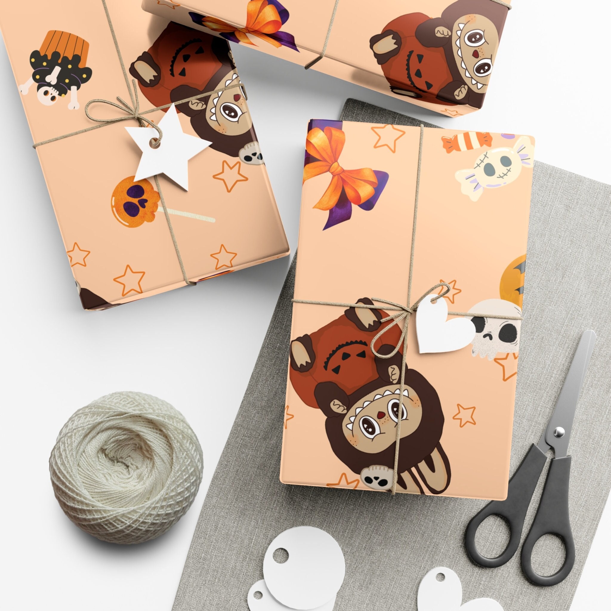 Labubu Halloween Gift Wrap Paper, Cute Monster Birthday Gift Wrap, Cute ...