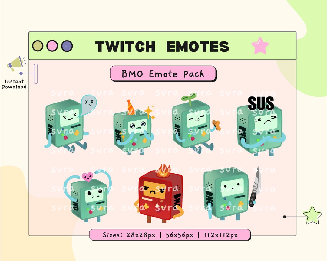 Bmo Emote Twitch Pack, Twitch & Discord Emotes, Emote Pack (7), Instant ...