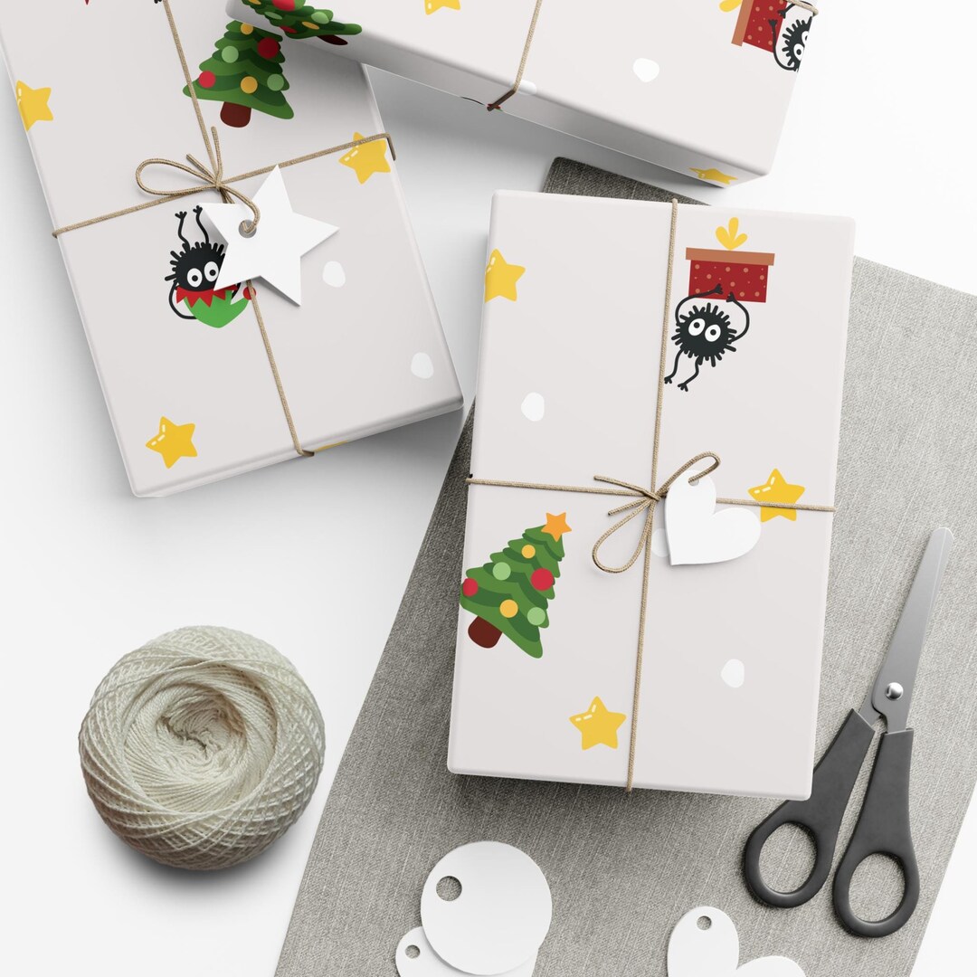 Anime Ghibli Gift Wrap Paper, Anime Christmas Soot Sprite Gift Wrap ...