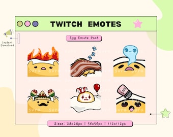 Egg Emote Twitch Pack 2, Twitch & Discord Emotes, Emote Pack 6, Instant ...