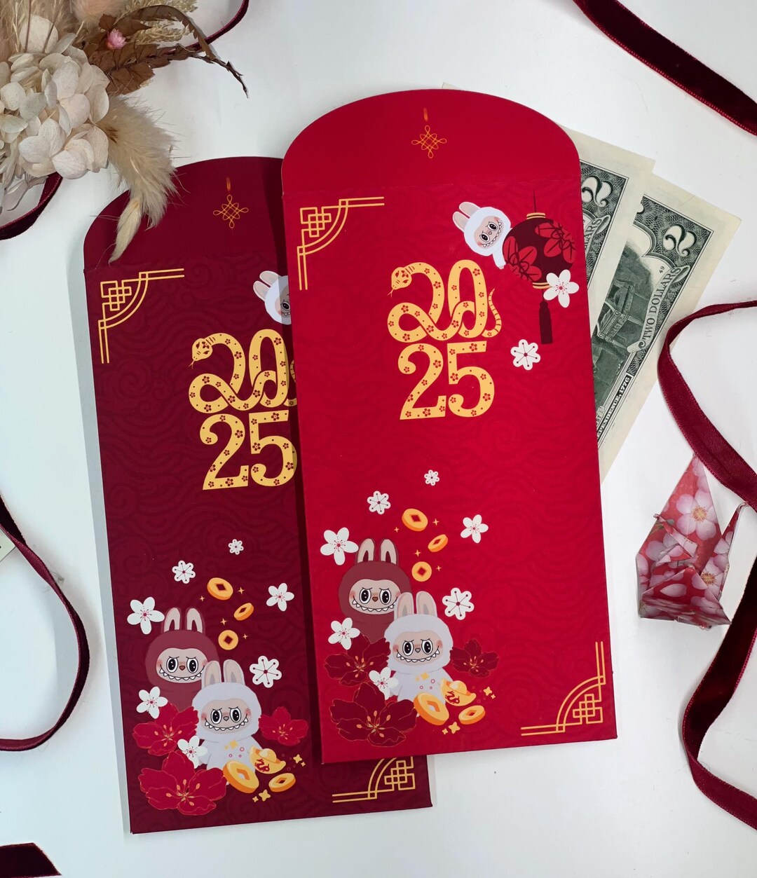 Labubu Red Envelope, Lunar New Year Red Envelope, Year of the Snake ...