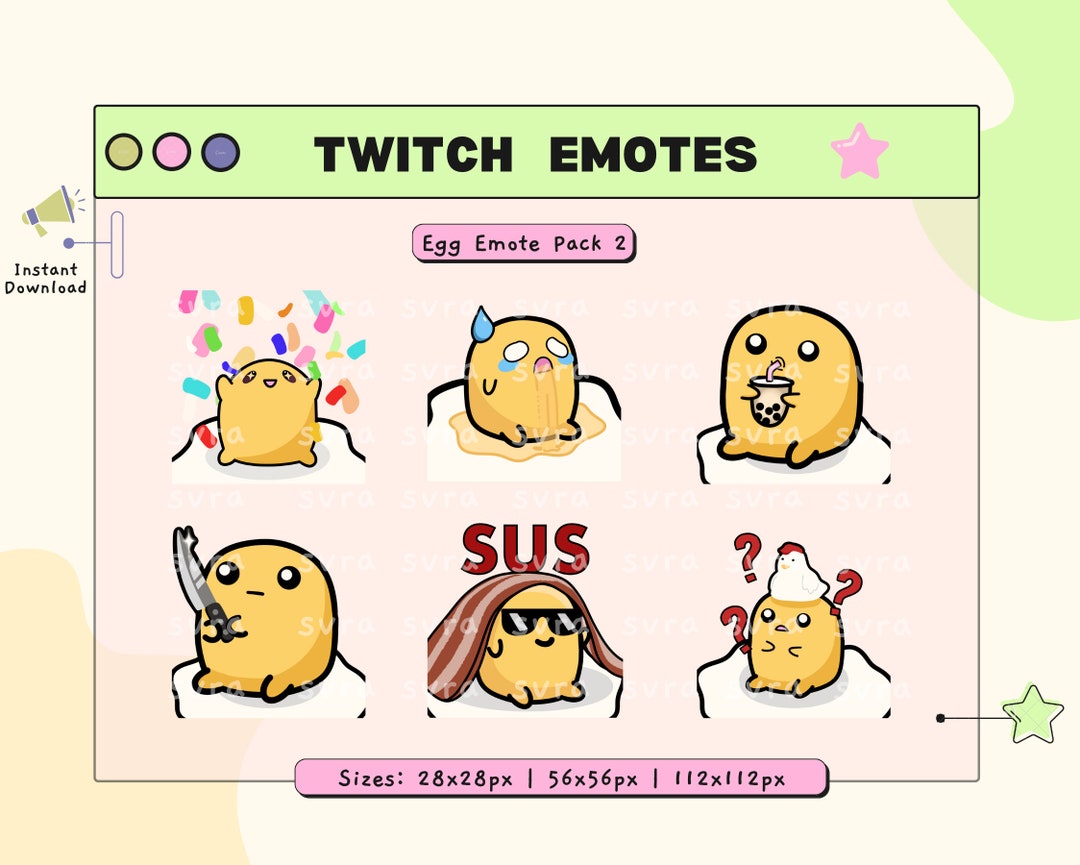 Egg Emote Twitch Pack 2, Twitch & Discord Emotes, Emote Pack (6 ...