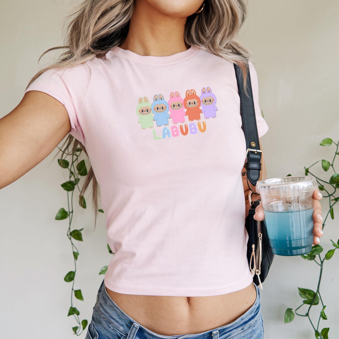 Labubu Macaron Cropped Tee, Cute Labubu 'baby' Tee, Pinterest Aesthetic ...