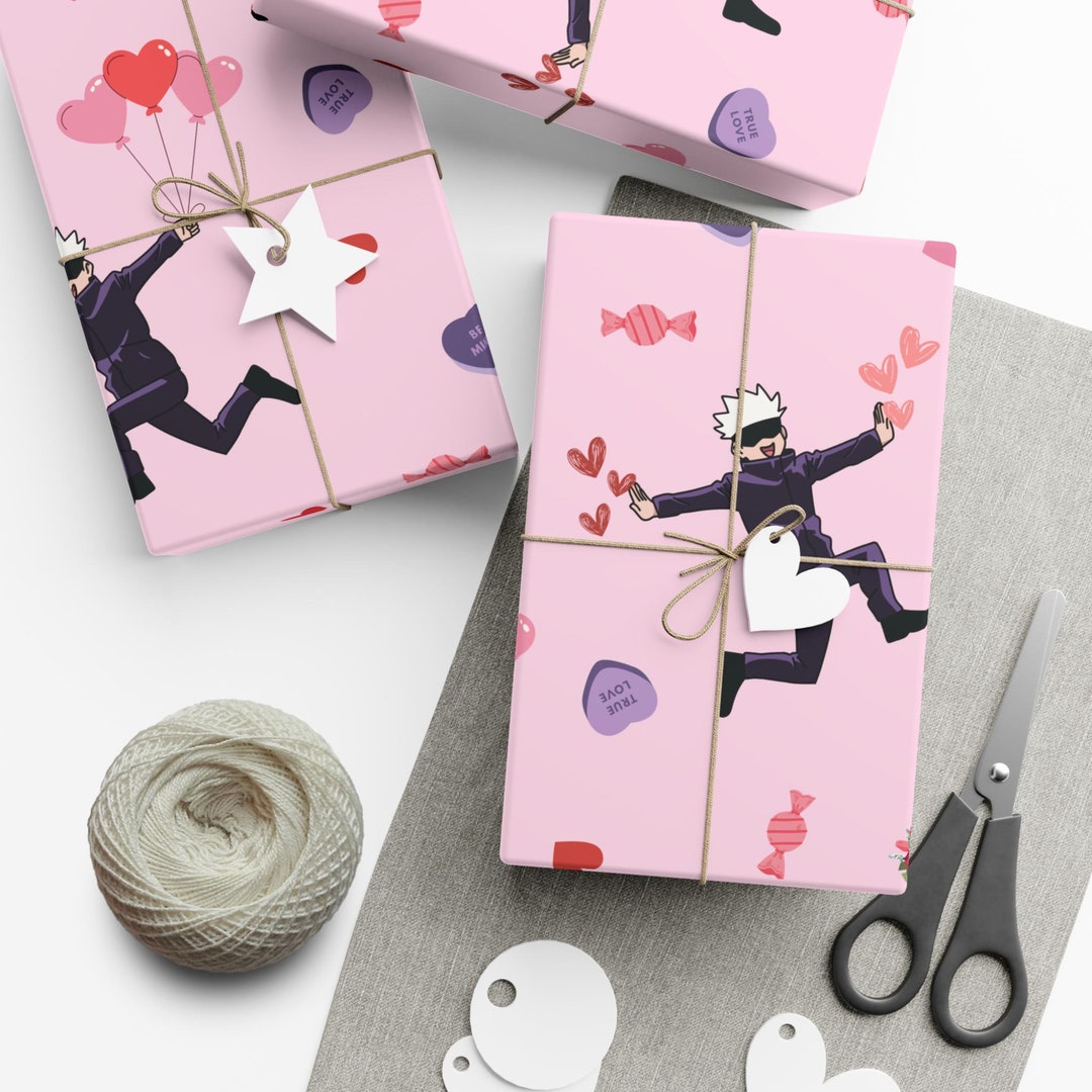 Satoru Gojo Valentine Gift Wrap Paper, Custom Jujitsu Kaisen Gift Wrap ...