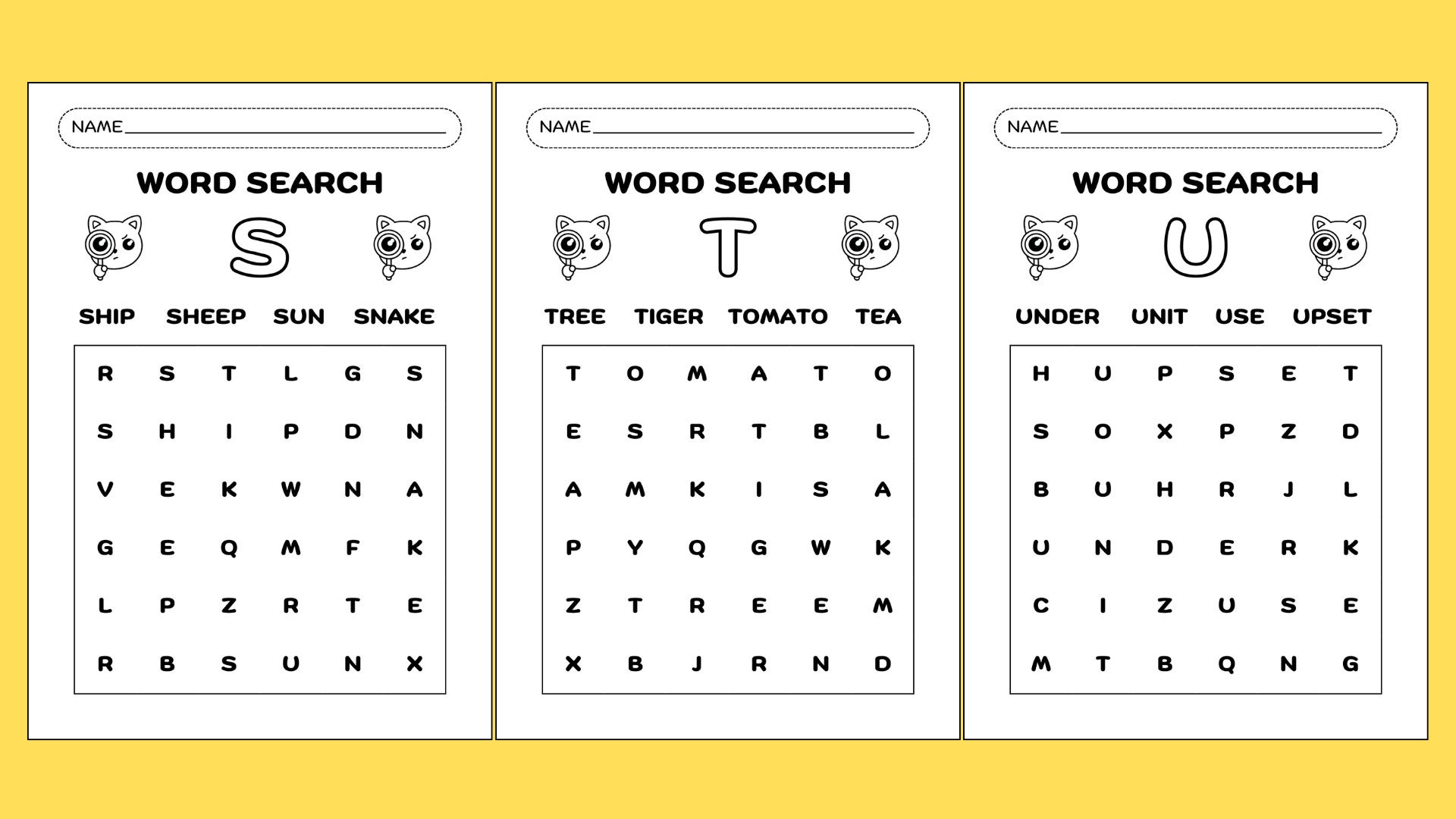 Printable Word Search Worksheets - Etsy