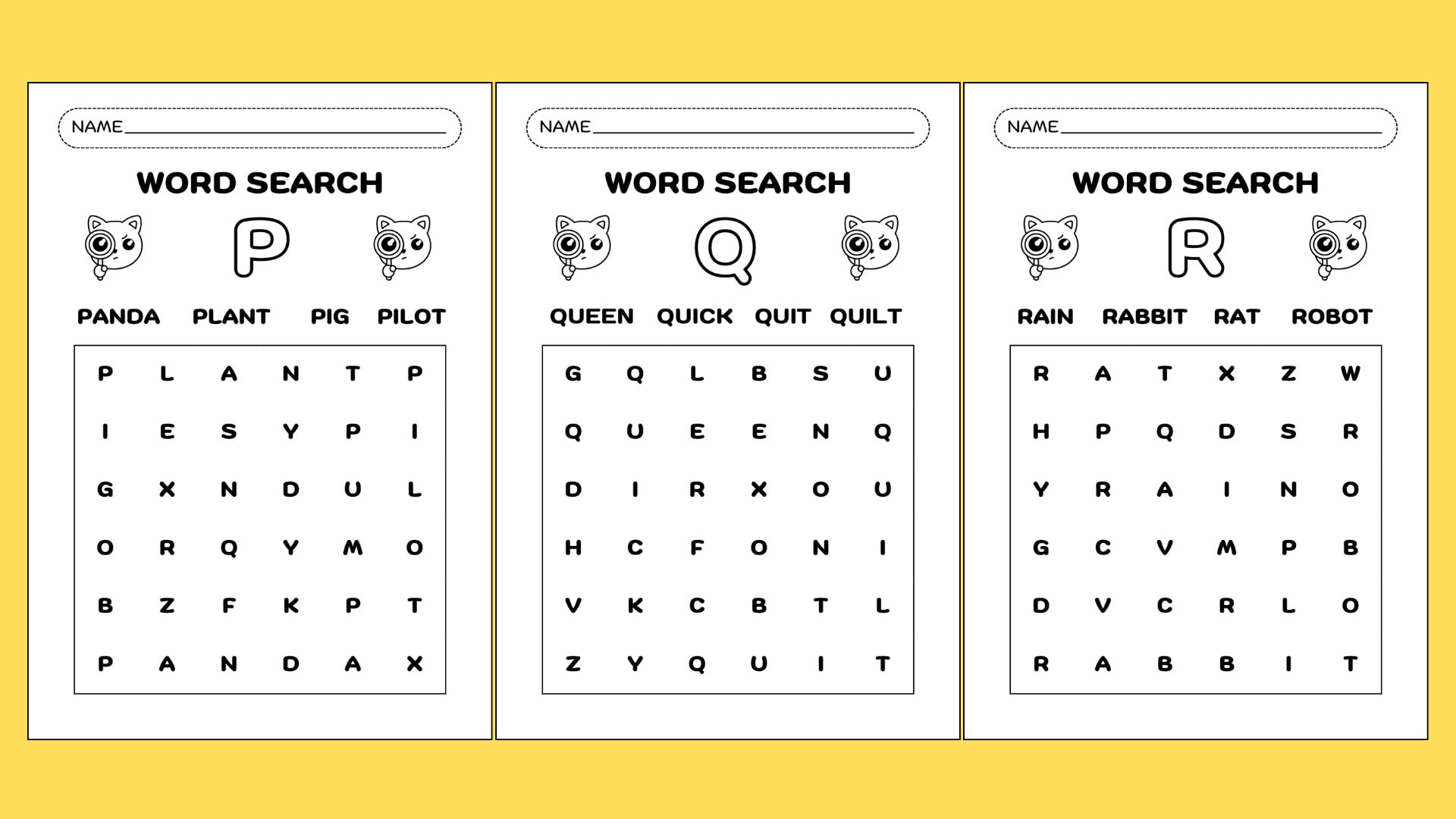 Printable Word Search Worksheets - Etsy