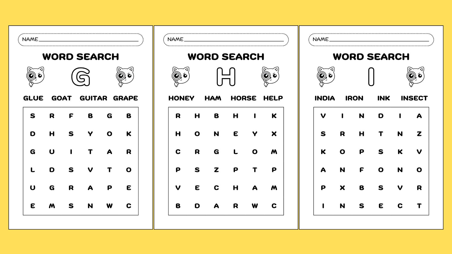 Printable Word Search Worksheets - Etsy