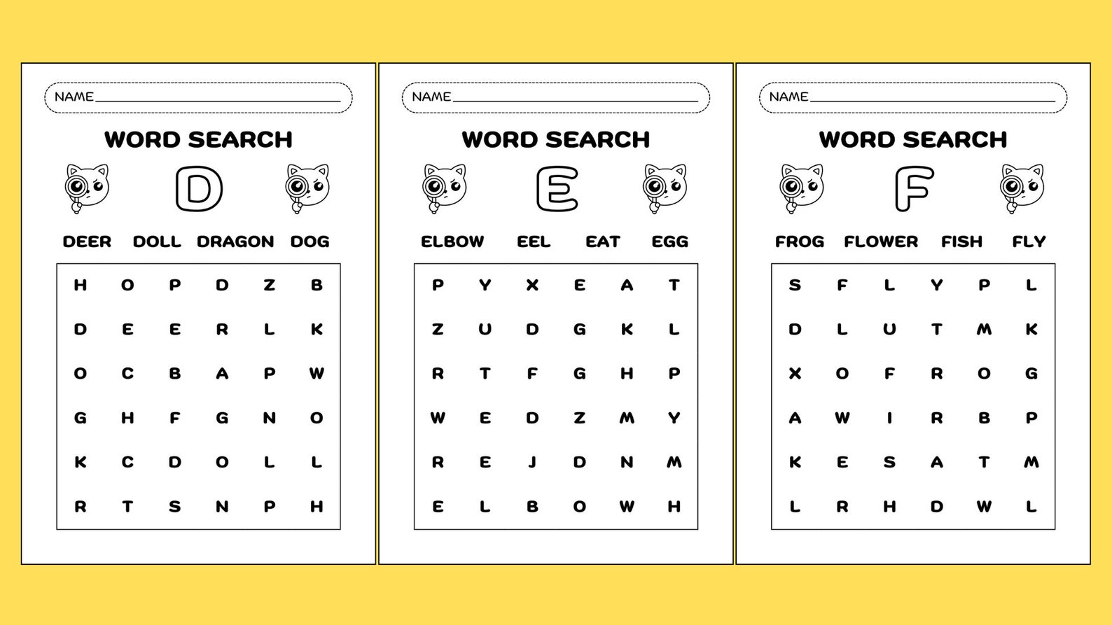 Printable Word Search Worksheets - Etsy