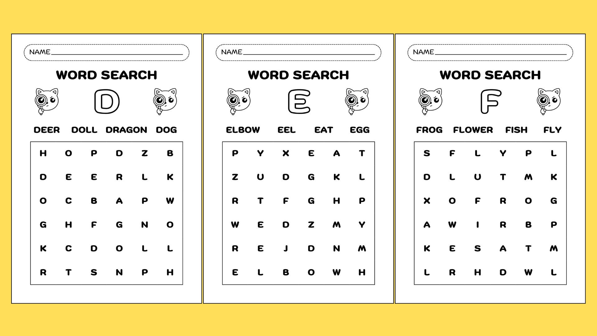 Printable Word Search Worksheets - Etsy