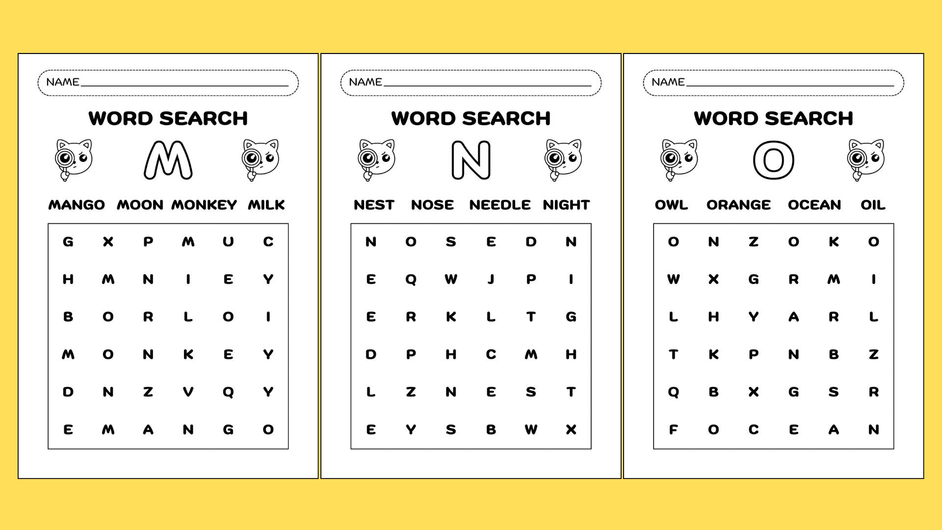 Printable Word Search Worksheets - Etsy