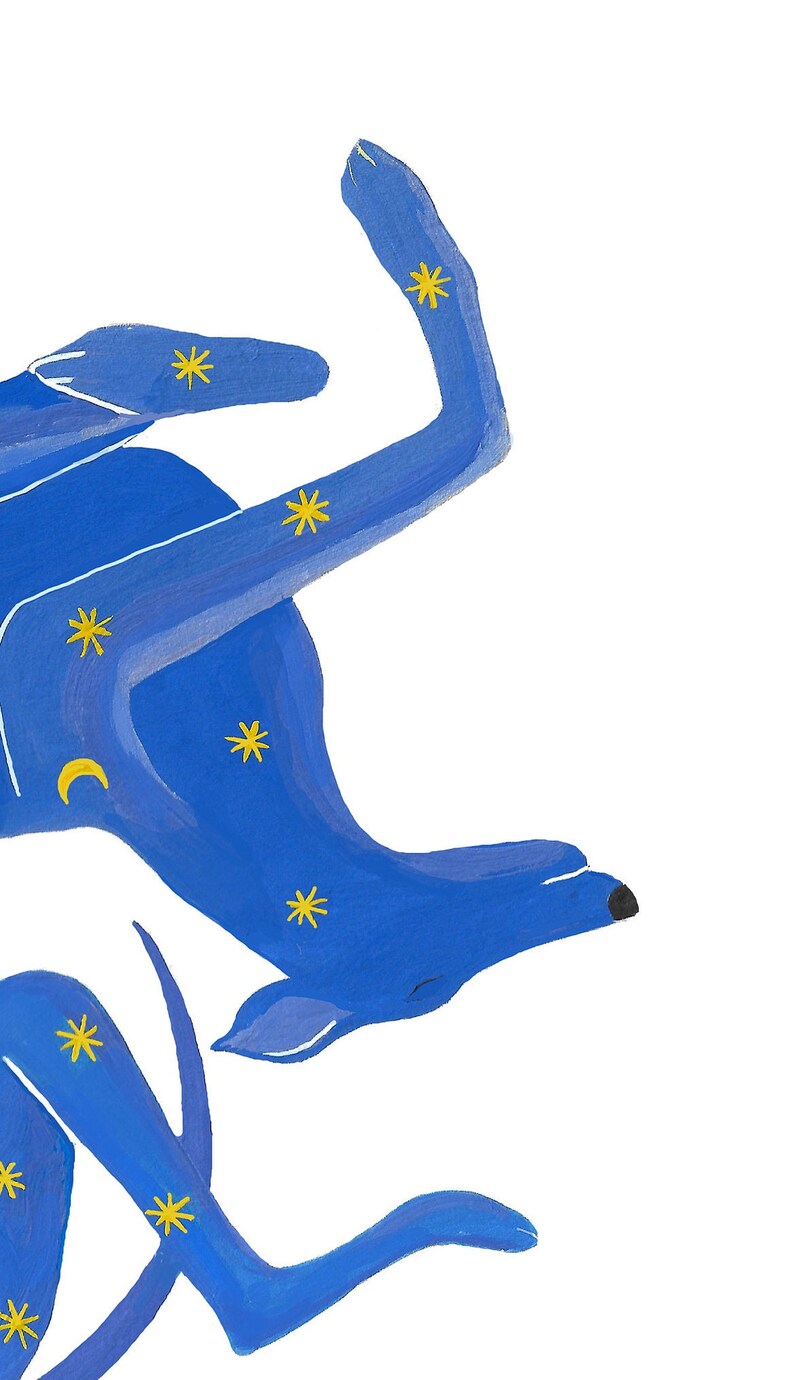 Moon and Stars Sleeping Whippet and Greyhound Fine Art Print - Etsy