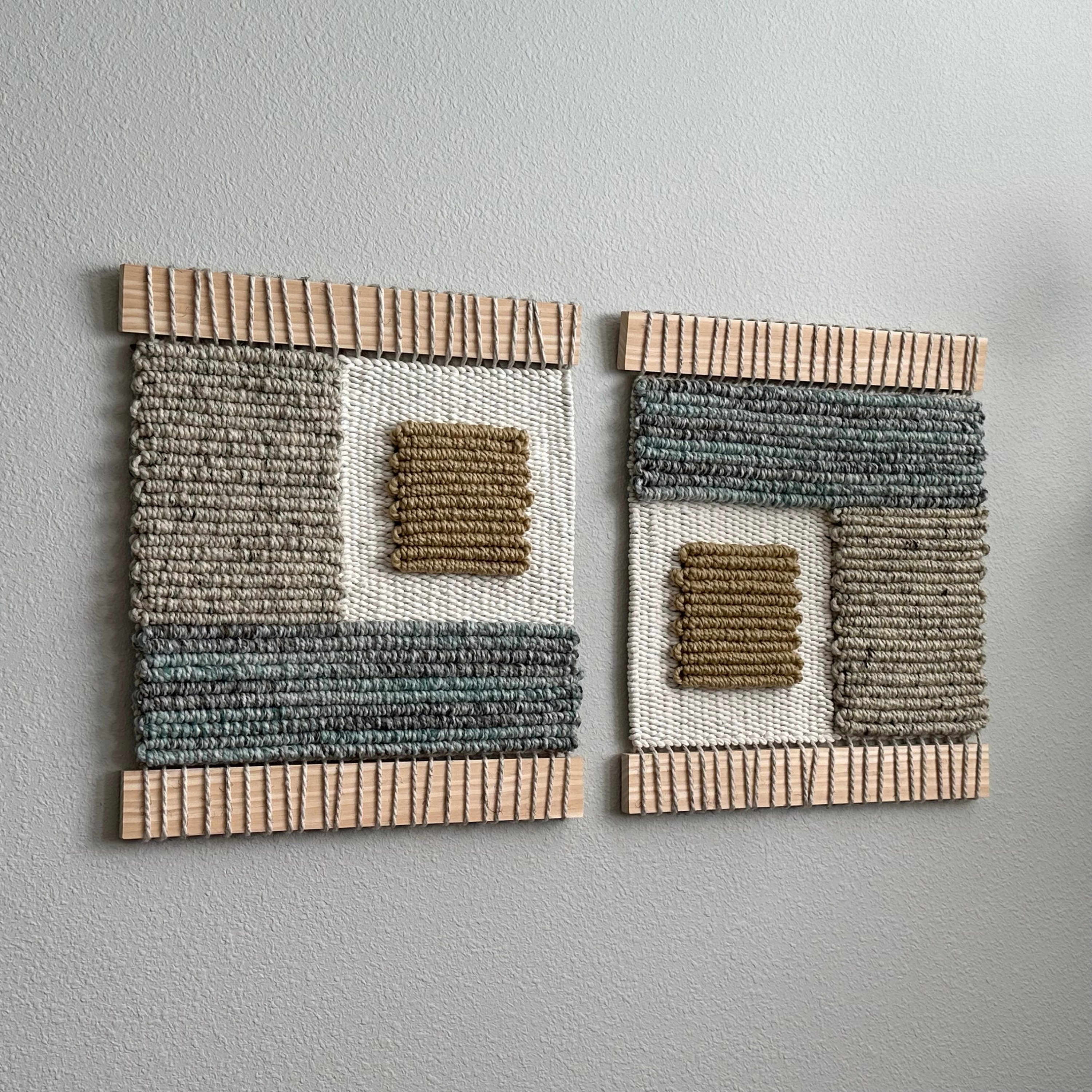 Set of Two Hand Woven Wall Hanging Handmade Tapestry Weaving Boho Decor ...