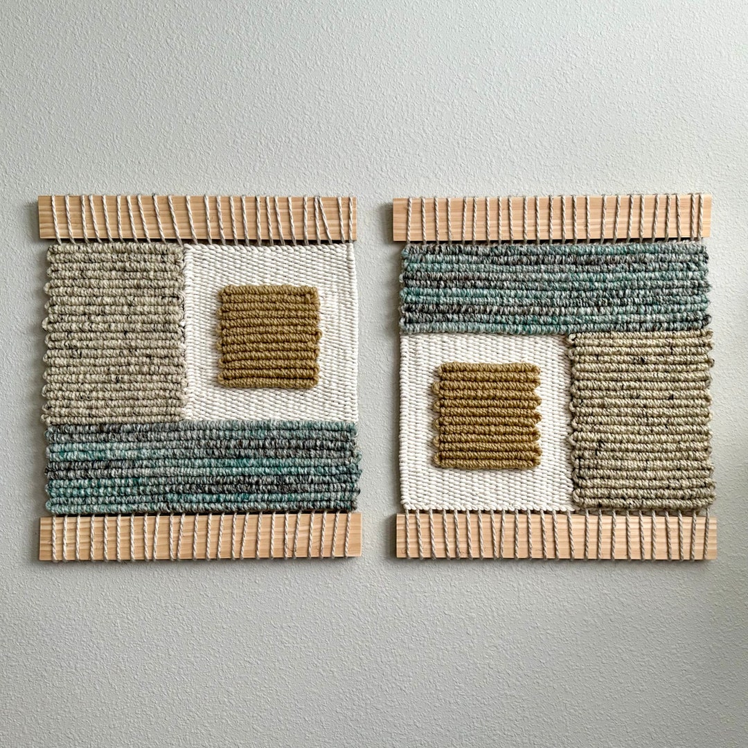 Set of Two Hand Woven Wall Hanging Handmade Tapestry Weaving Boho Decor ...