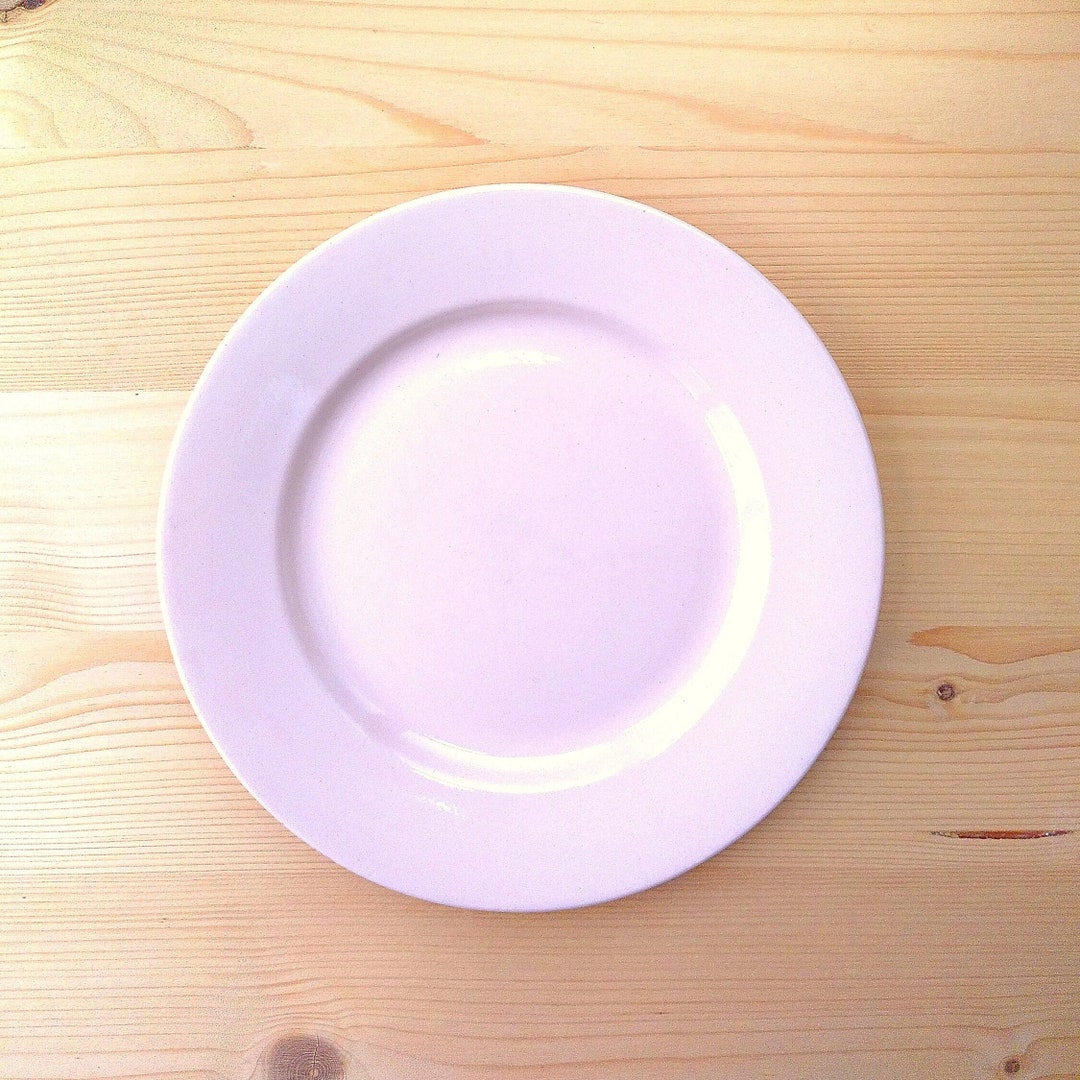 6 Large Vintage Dinner Plates in Powder Pink Ceramic Stamped F.F. fénal ...