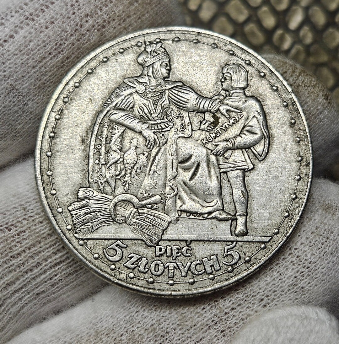 Polish Coins 5 Zloty 1925 Constitution Silver Plated Commemorative Coin ...