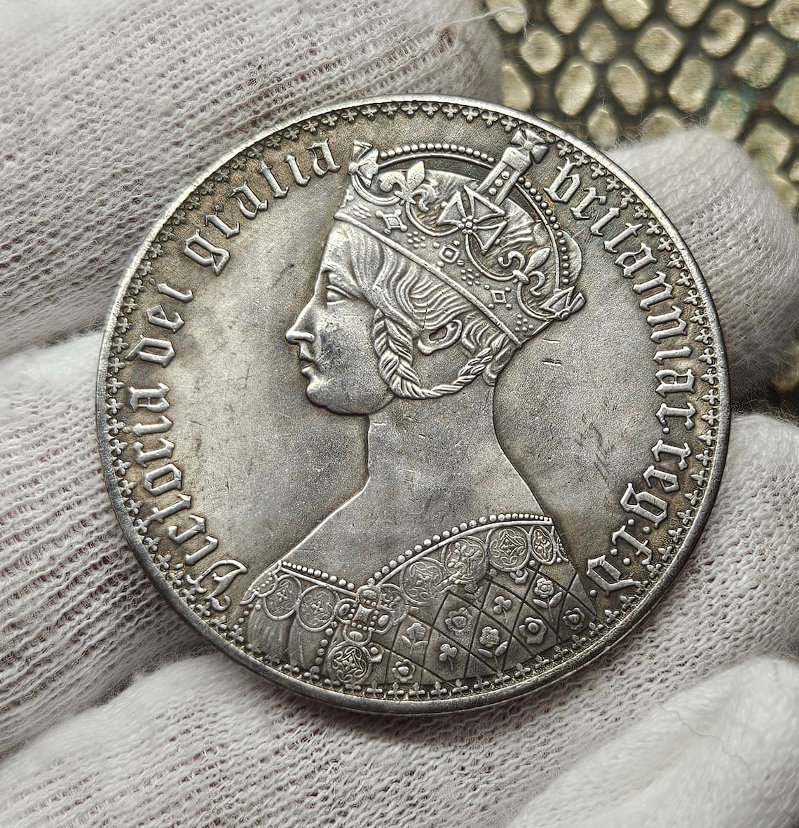 Coins Great Britain Queen Victoria Gothic Crown 1847 Old Coin of ...