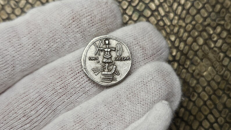 Ancient Greek Coin Denarius Augustus Roman Emperor Julius Caesar ...