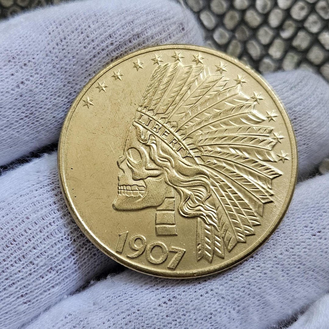 Usa Coins 10 Dollars Liberty 1907 Coin Hobo Skull Two Faces Liberty ...