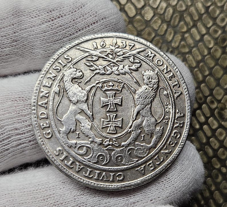 Polska Moneta Talar Władysław IV Waza Gdańsk 1637 Restrike Gifted Coin ...