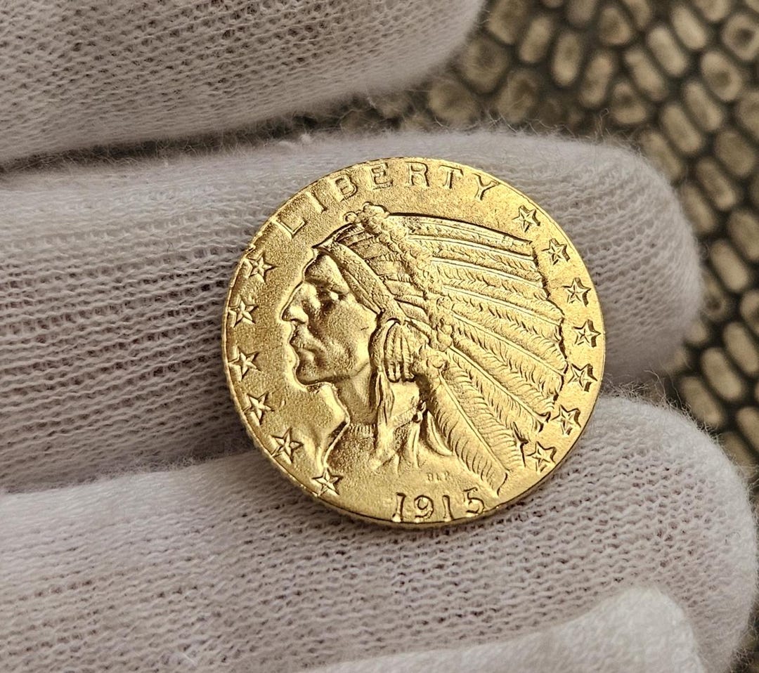 1915 Liberty Eagle $5 Coin, Indian Gold Plated Coin, Collector's Item ...