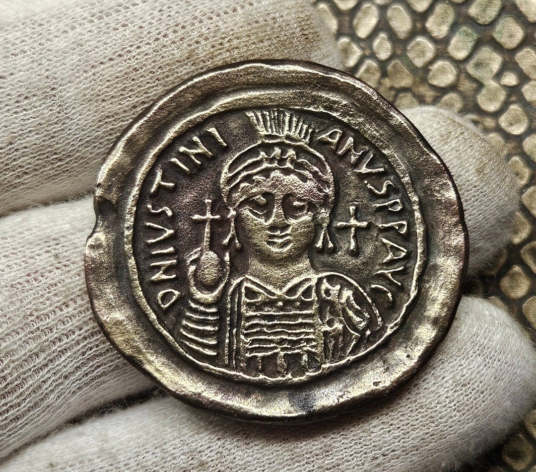 Gited Coin Ancient Byzantine Coin Follis of Justinian Grnade Roman ...