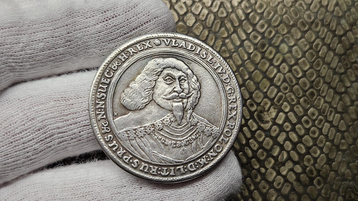 Polska Moneta Talar Władysław IV Waza Gdańsk 1637 Restrike Gifted Coin ...