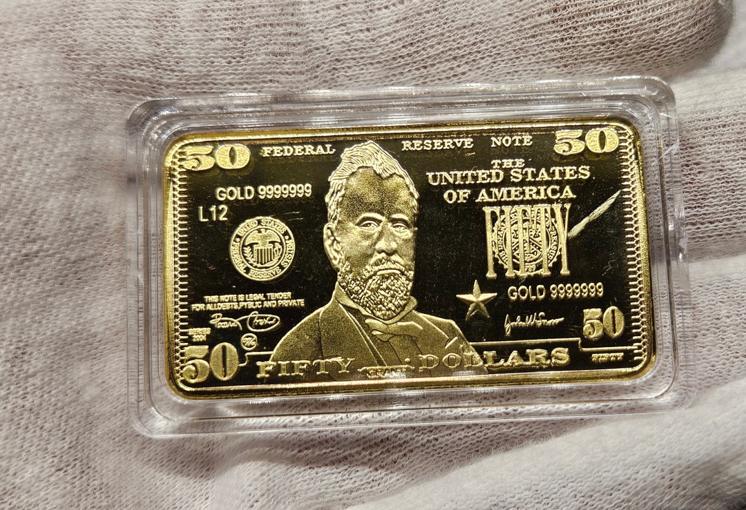 Ingot 50 Dollars Usa Ulysses Grant Capitol Gold Ingot 24 K Gold ...