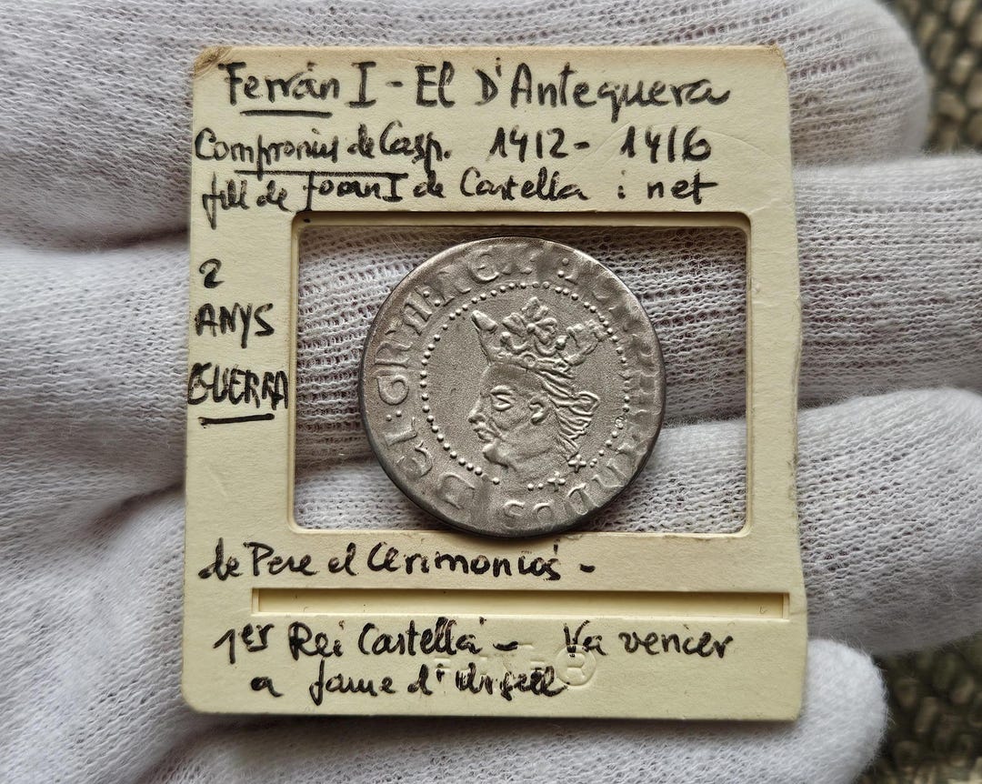 Spain Ferran I De Antequera Coin - Col Croats Catalans With Explanatory ...